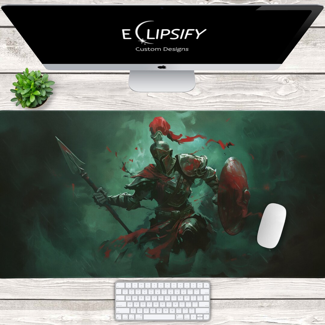 Undying Zombie Spartan Gaming Mouse Pad, Green Desk Mat, Greek ...