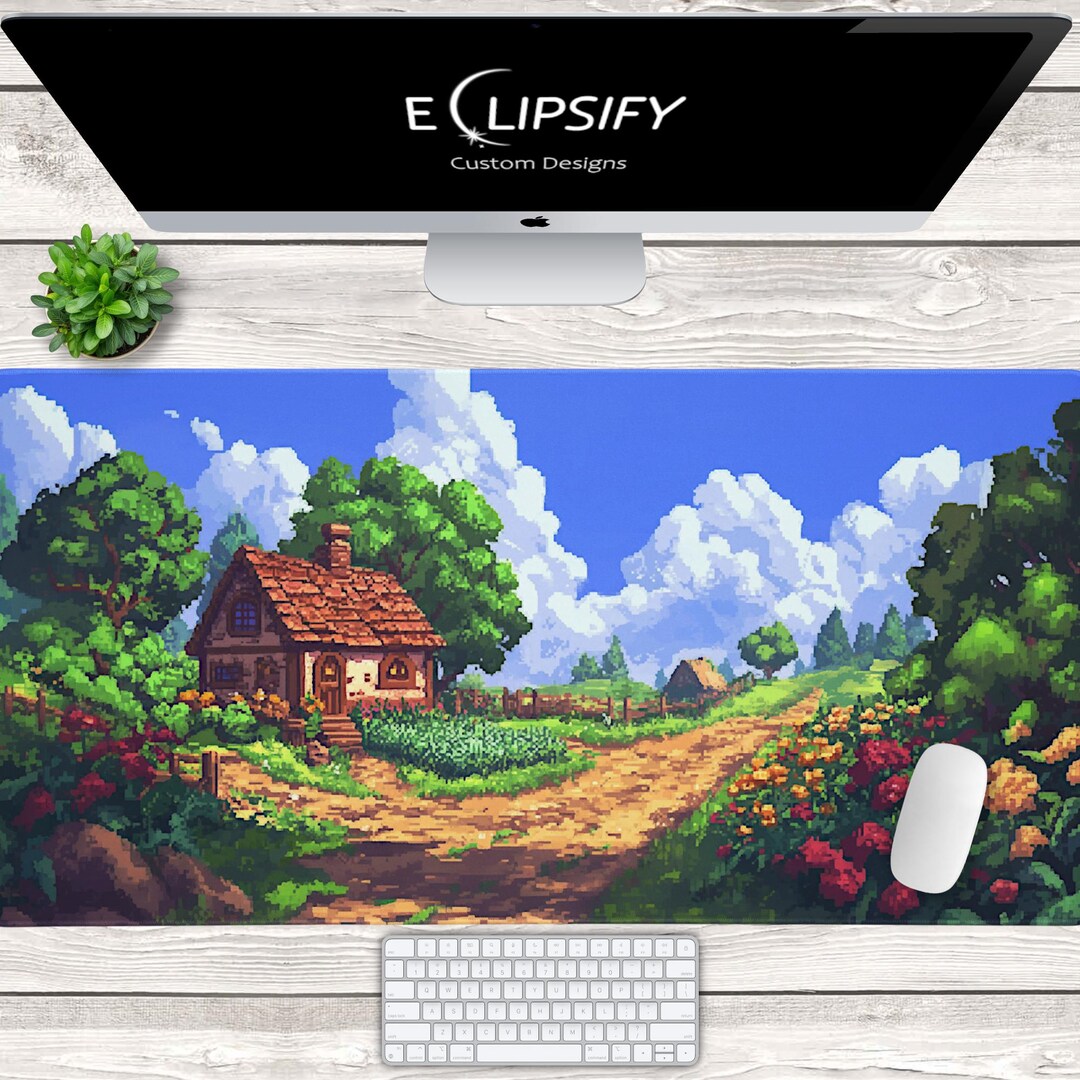 Star Valley Pixel Art Desk Mat, Cozy Farm Mouse Pad, Pixel Art Mouse ...