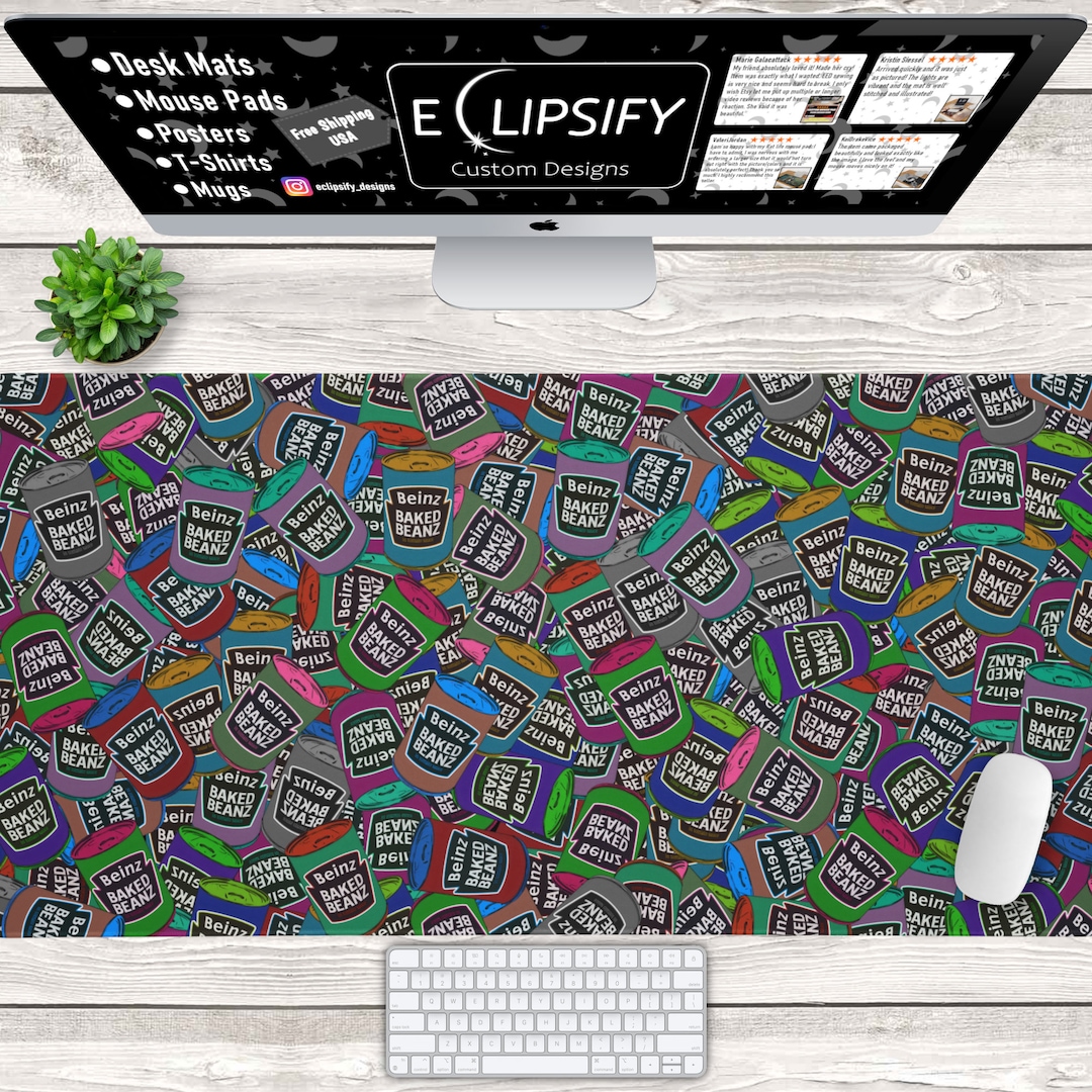 Baked Beans Mousepad, Baked Beans Desk Mat, Custom Desk Mat, Colourful ...