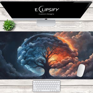 Tree of Life Mouse Pad, Tree of Life Desk Mat, Blue Mouse Pad, Blue ...