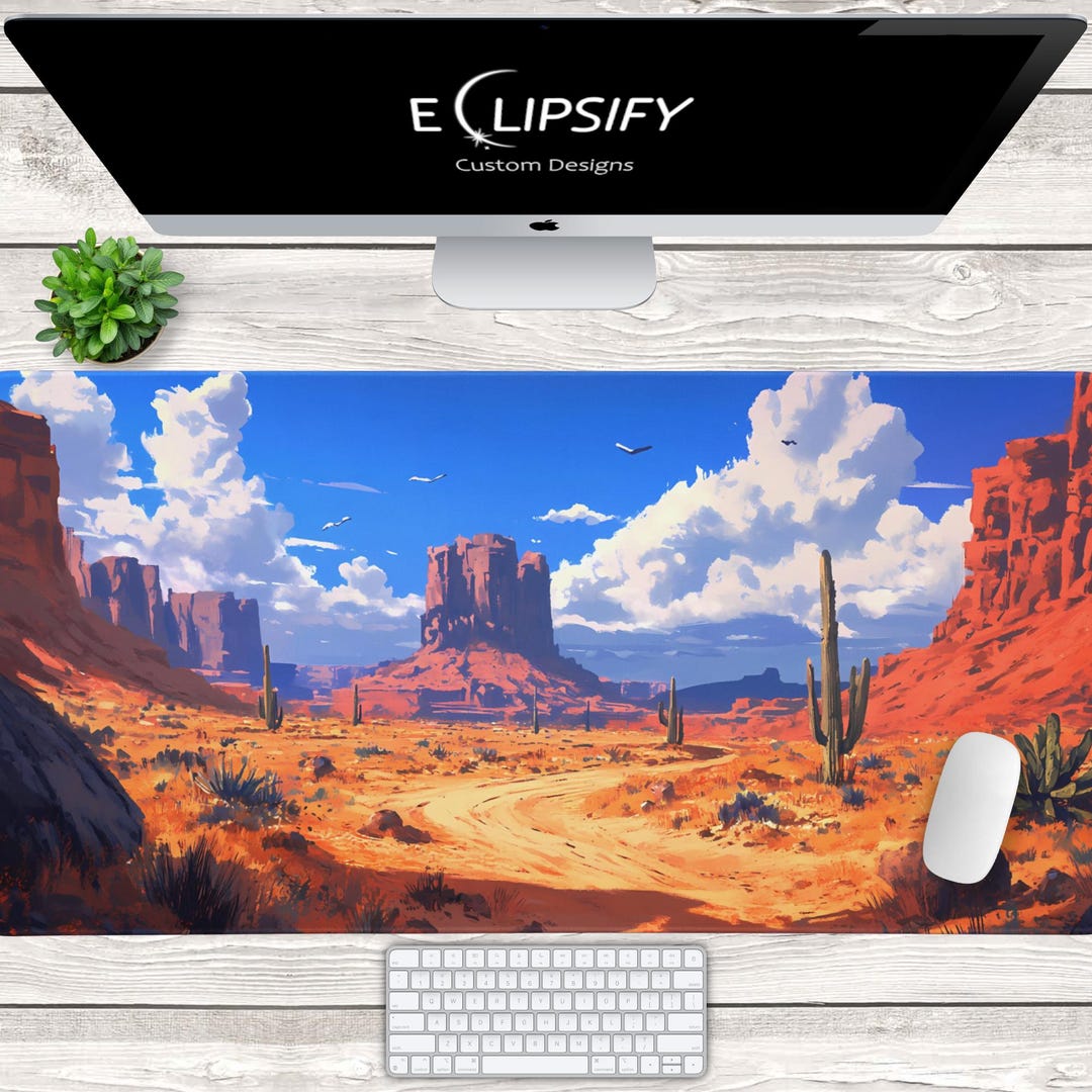 Wild West Desert Landscape Mouse Pad, Gaming Desk Mat, Redemption Mouse ...