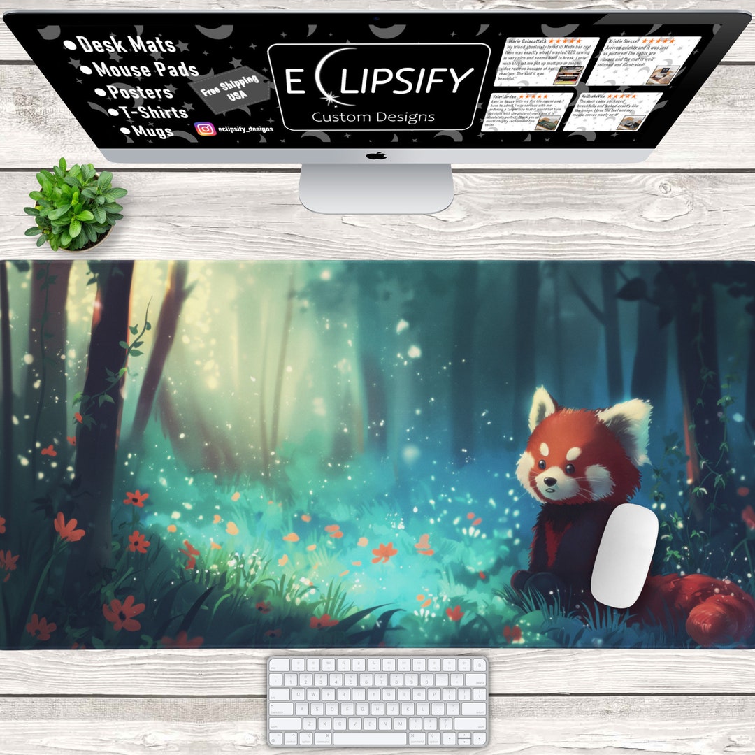Red Panda Mouse Pad, Cute Red Panda, Kawaii Desk Mat, Animal Mouse Pad ...