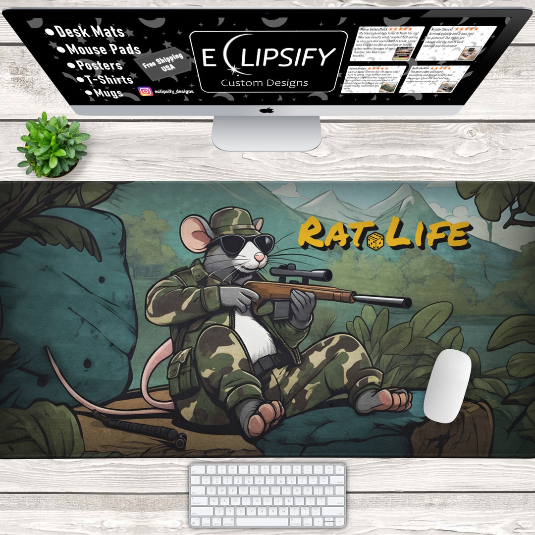 Rat Life Mouse Pad, Rat Life Desk Mat, Rat Sniper, Video Game Camper ...