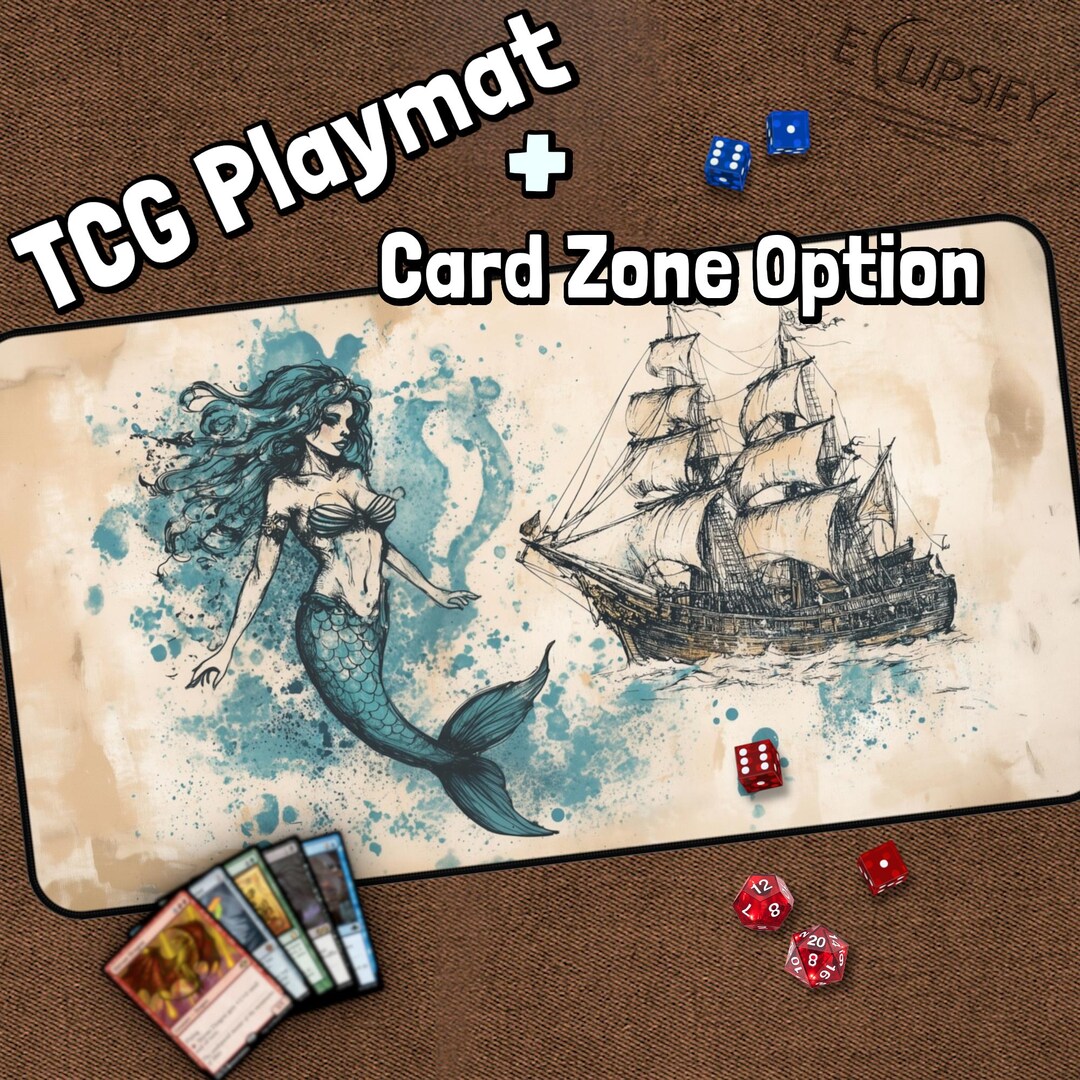 Mermaid and Pirate Ship TCG Playmat, Pirate Ship, Pirate MTG Play Mat ...