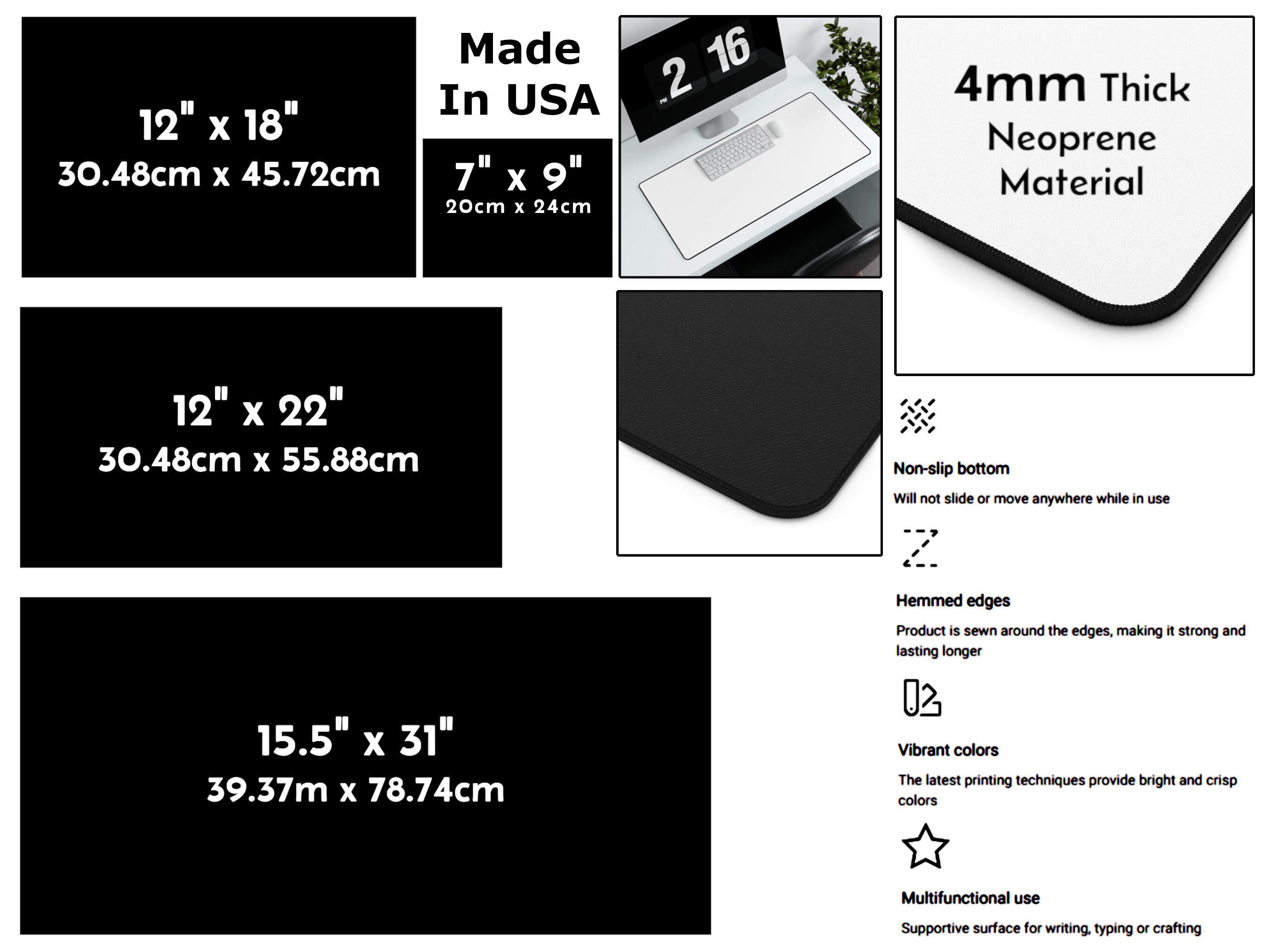 Periodic Table Mouse Pad, Periodic Table Desk Mat, Black and White ...