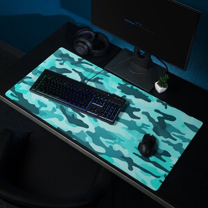 Blue Army Camo Desk Mat, Blue Army Camo Mouse Pad, Blue, Abstract ...