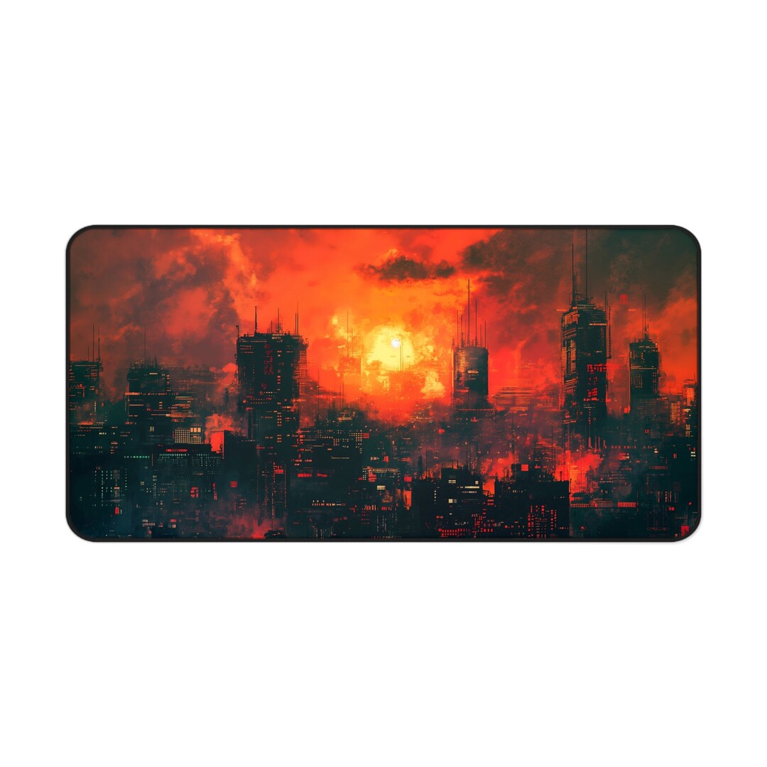 Cyberpunk City Desk Mat, Cyberpunk Mouse Pad, Orange Mouse Pad ...