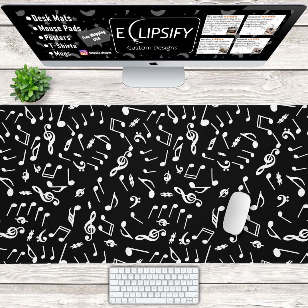Music Mouse Pad, Music Notes Desk Mat, Music Lovers, Music Gift ...