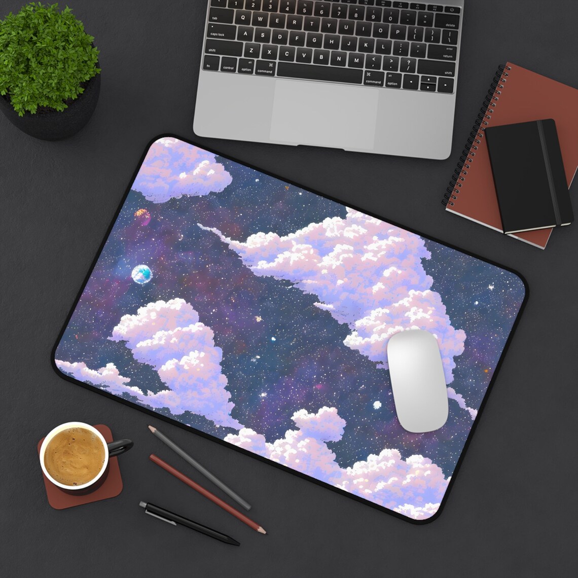 Pixel Art Clouds Mouse Pad Pixel Art Space Desk Mat Sunset - Etsy