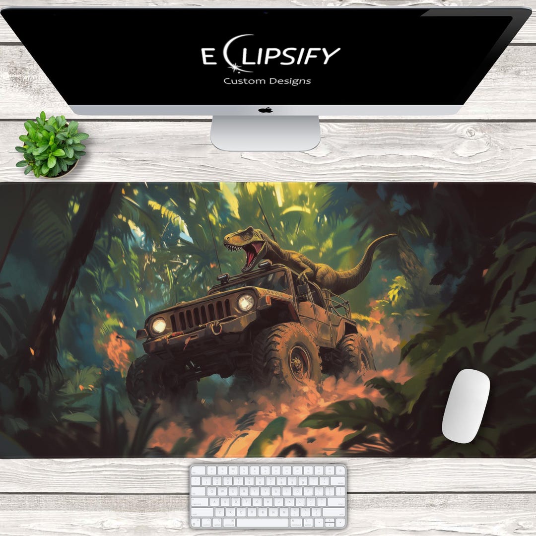 Jurassic Dinosaur Mouse Pad, Dinosaur, Velociraptor, Jurassic Desk Mat ...