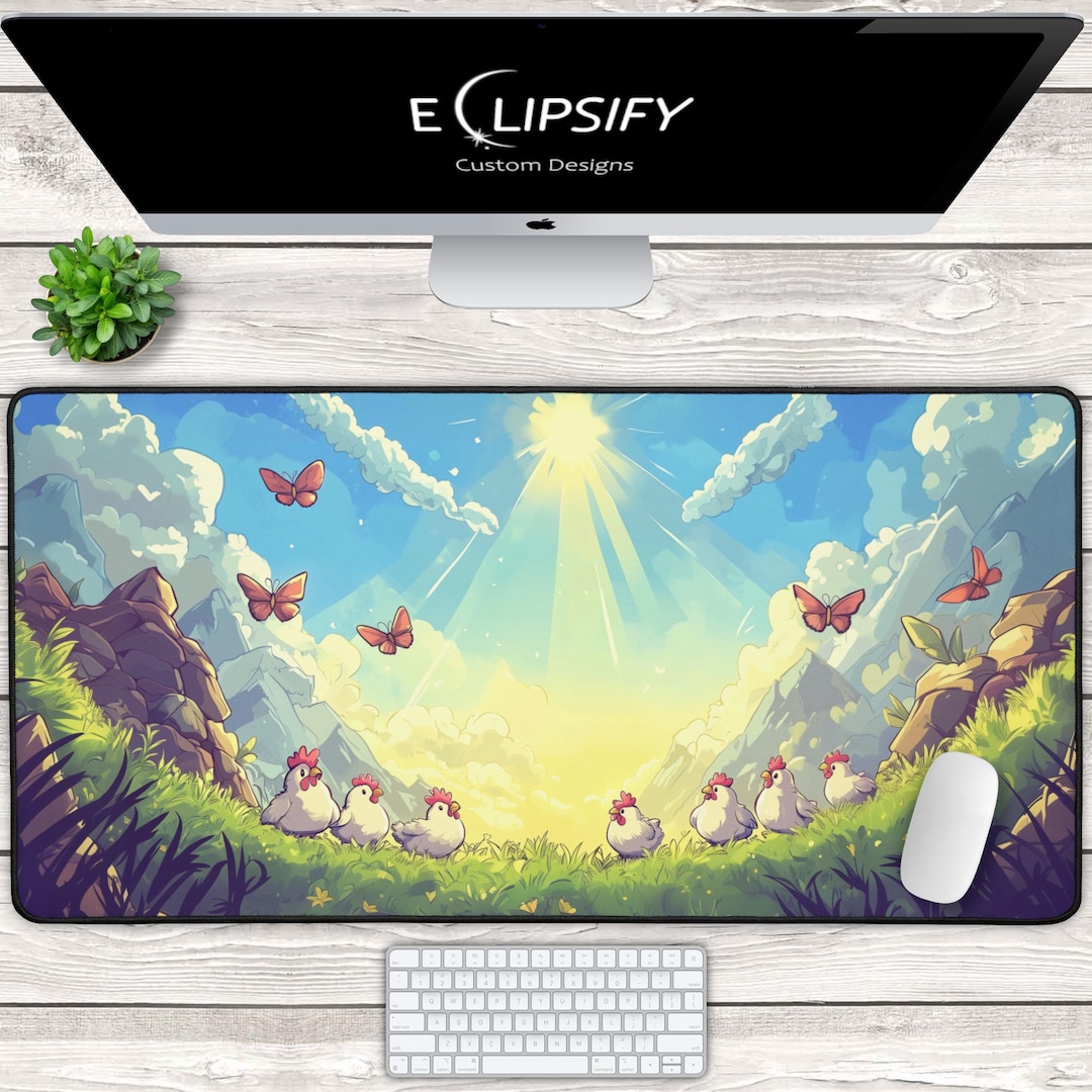 Chicken Desk Mat, Chickens Mouse Pad, Farm, Butterfly, Cute Mouse Pad ...