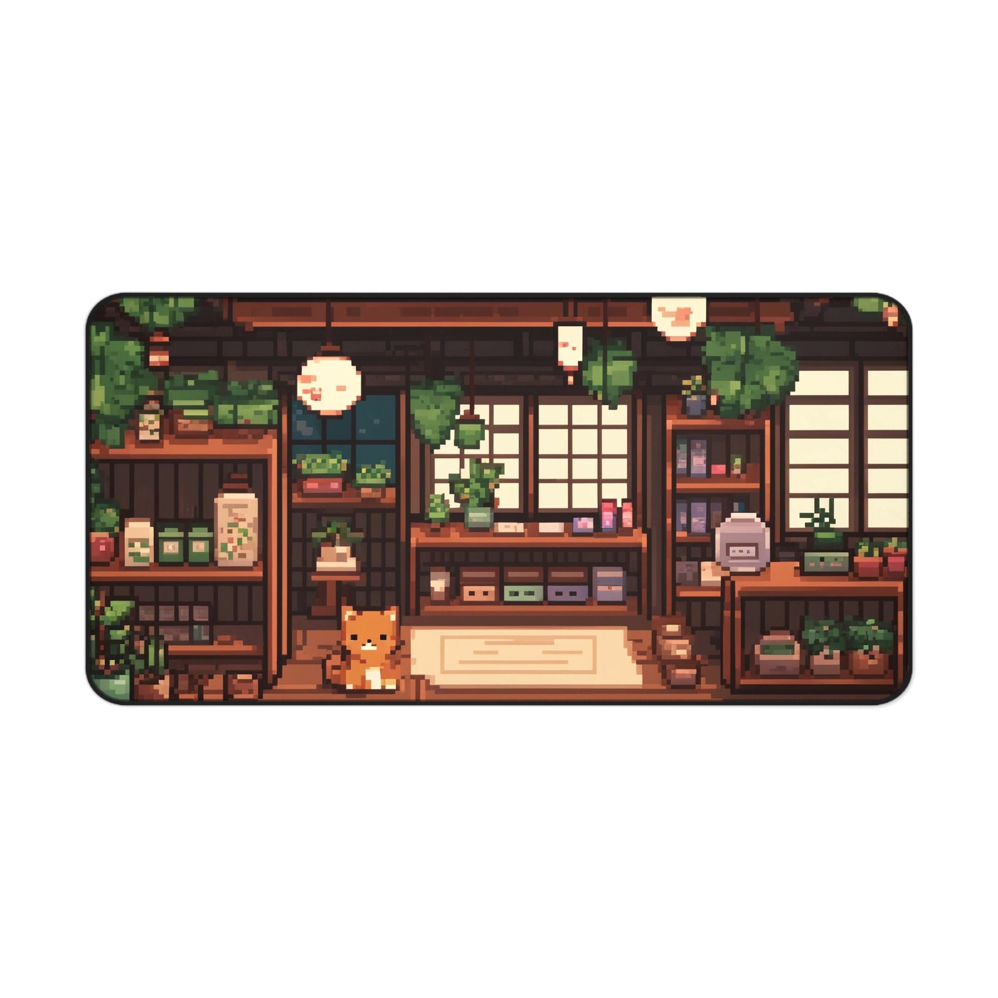Japanese Pixel Art Cat Mouse Pad Pixel Art Cat Desk Mat - Etsy