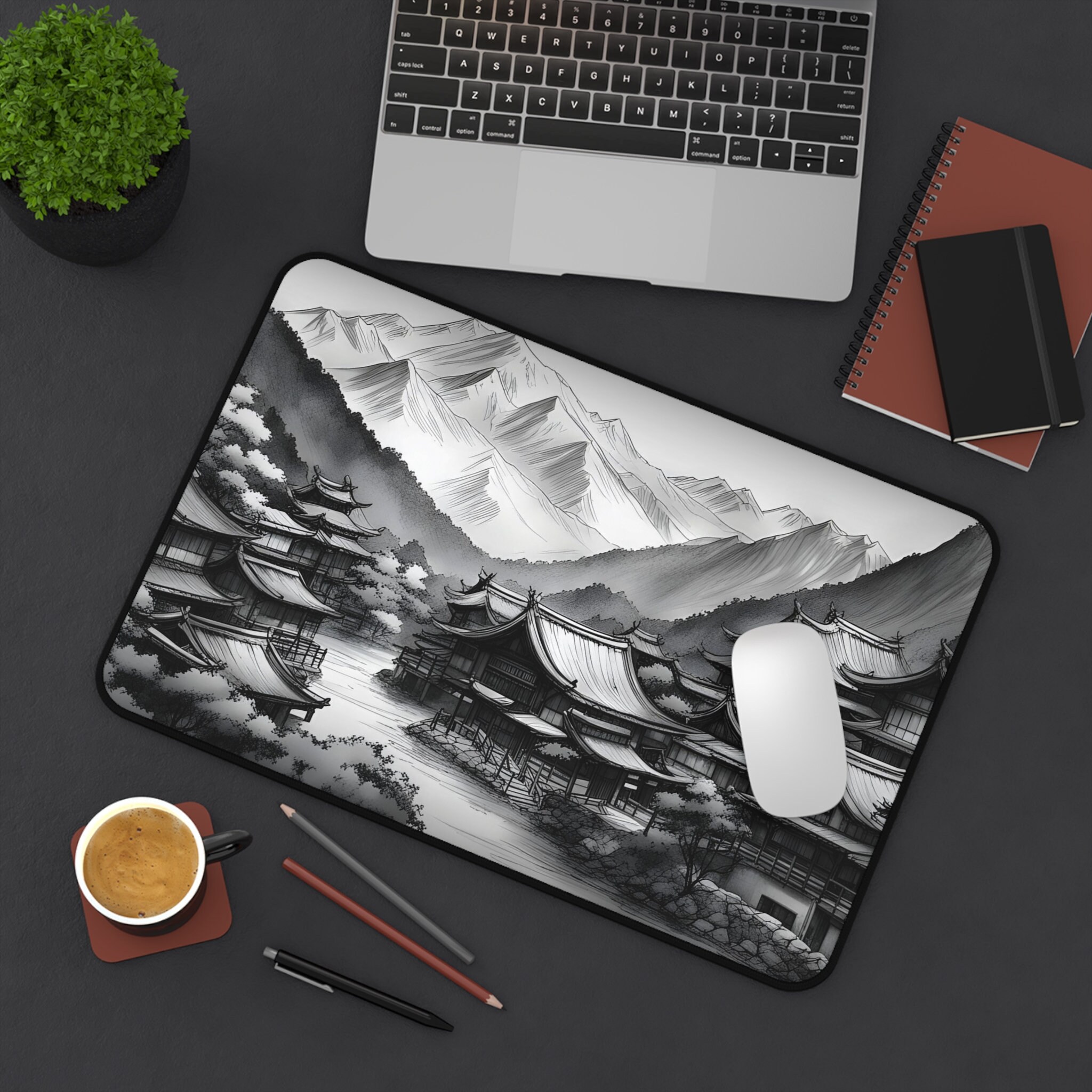 Japanese Aesthetic Drawing Mouse Pad Japanese Aesthetic - Etsy