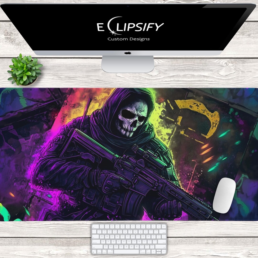 Ghost Soldier Mouse Pad, Skull Mask, Call, Skull Desk Mat, Duty, Video ...