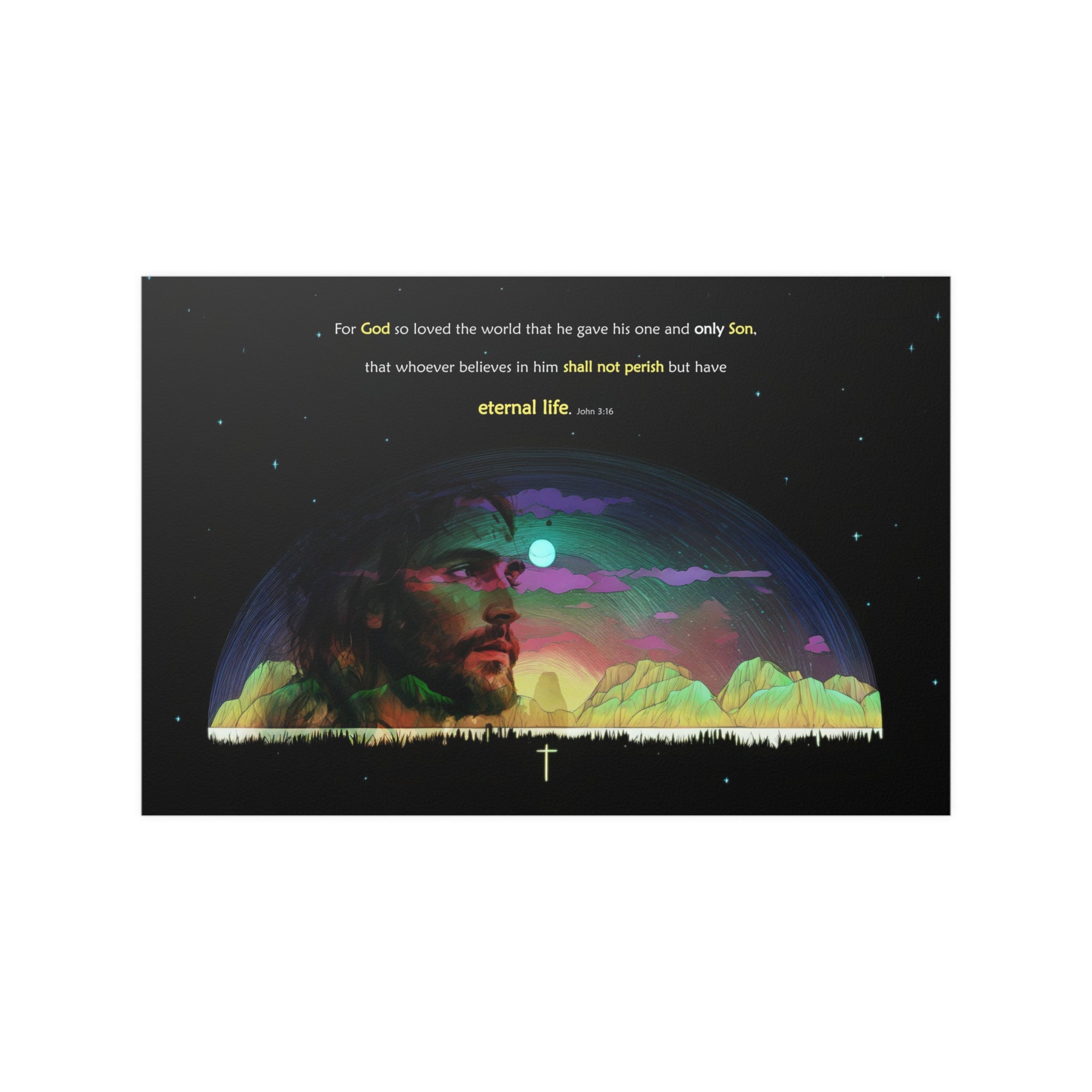 Jesus Bible Cross References Art Print and Quote Poster, Bible Verse ...