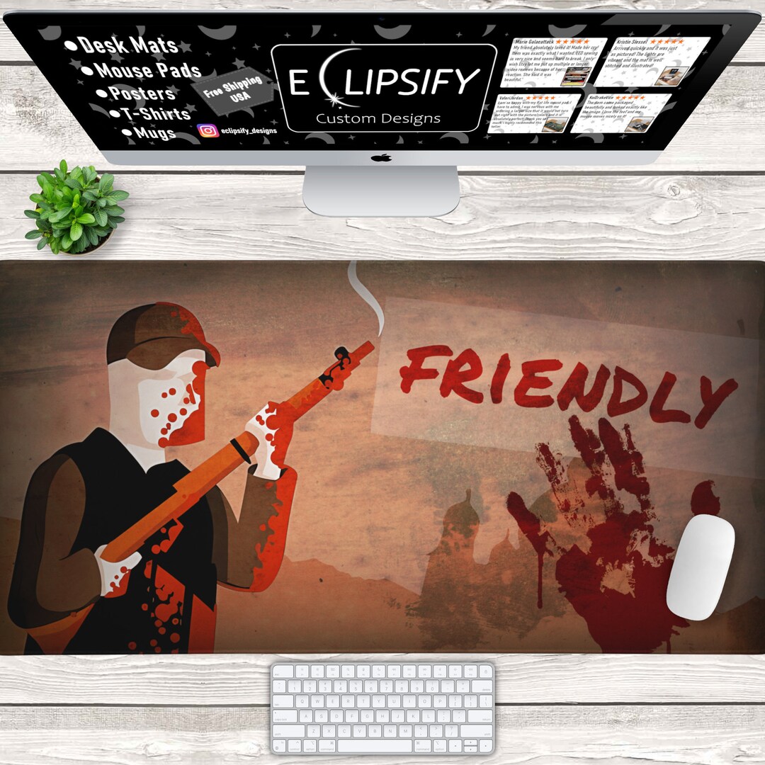 Zombie Friendly Video Game Desk Mat, Retro Game Desk Mat, Minimalist ...