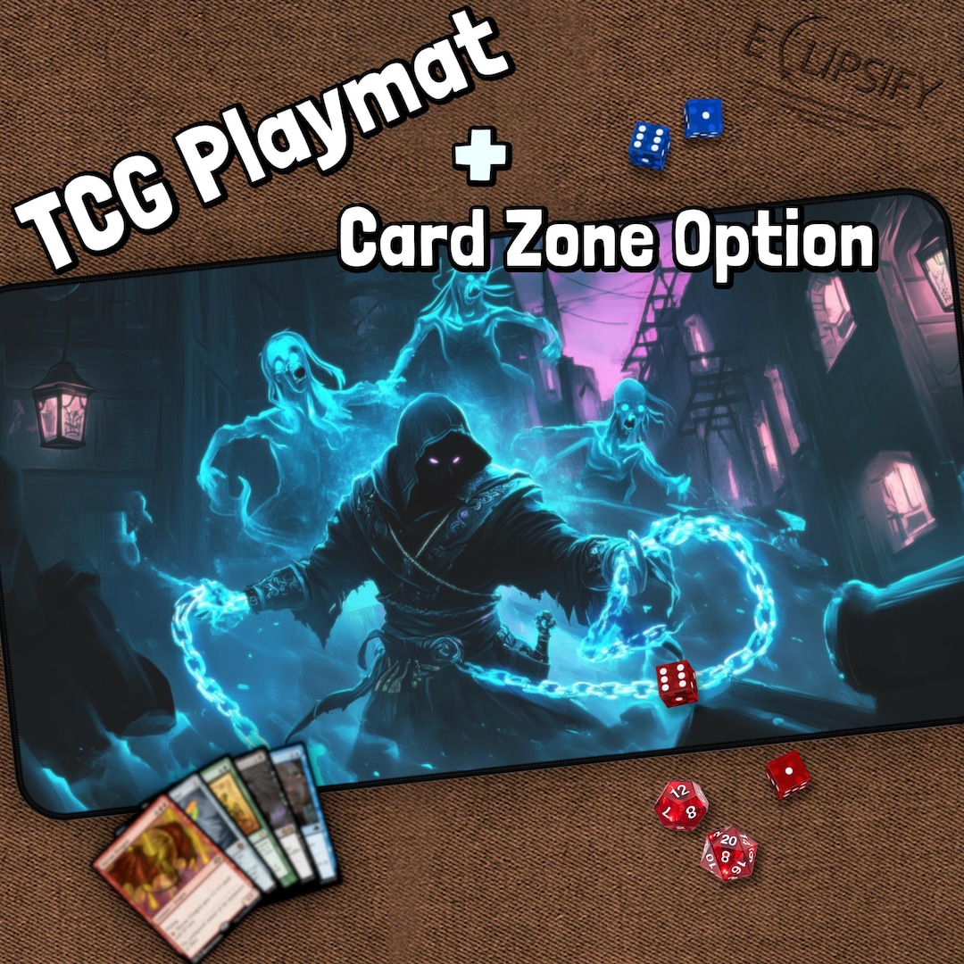 Dark Magical Sorcerer TCG Playmat, Ghosts Fantasy MTG Play Mat With ...