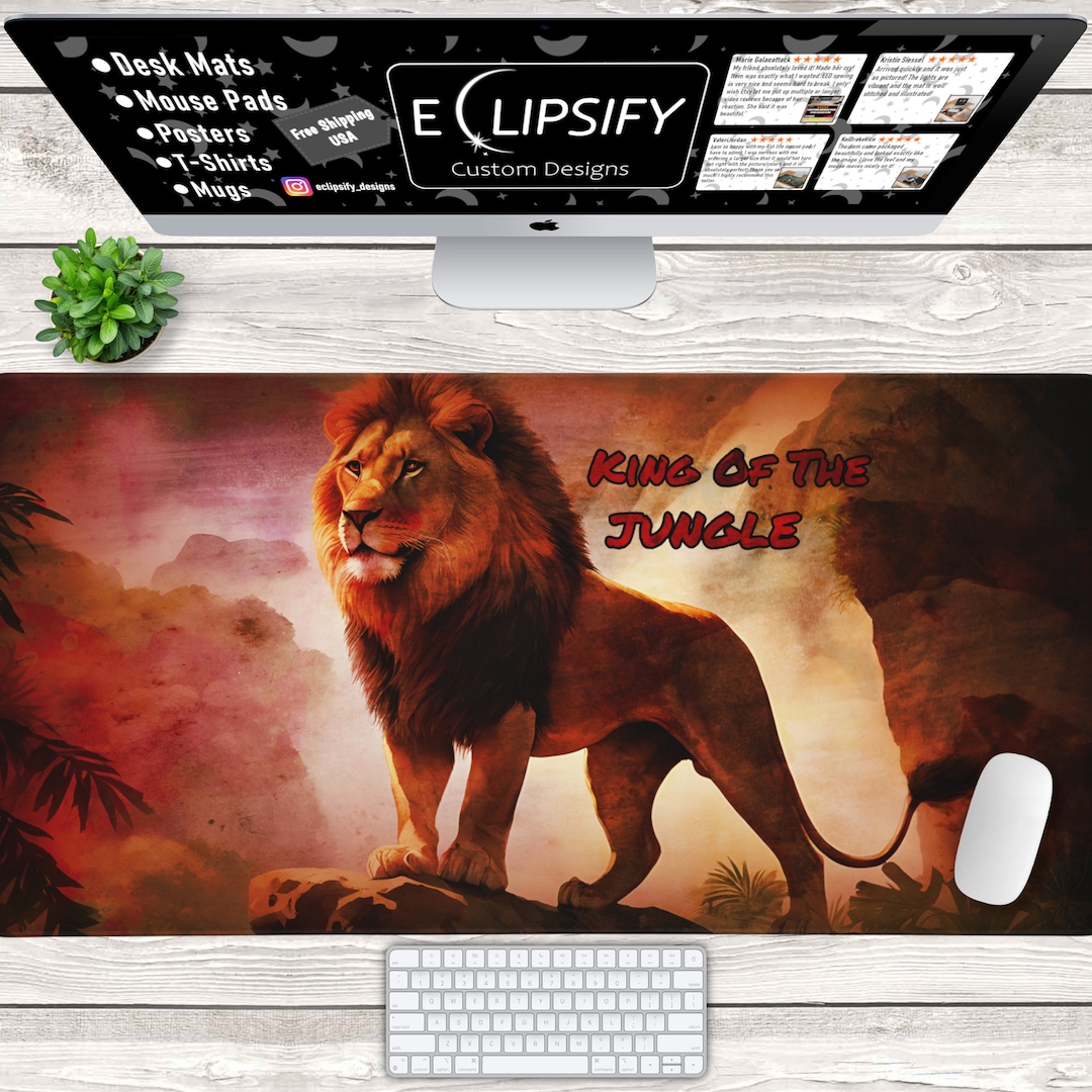 Lion Desk Mat, Lion Mouse Pad, Cool Mouse Pads, Custom Mouse Pad, King ...