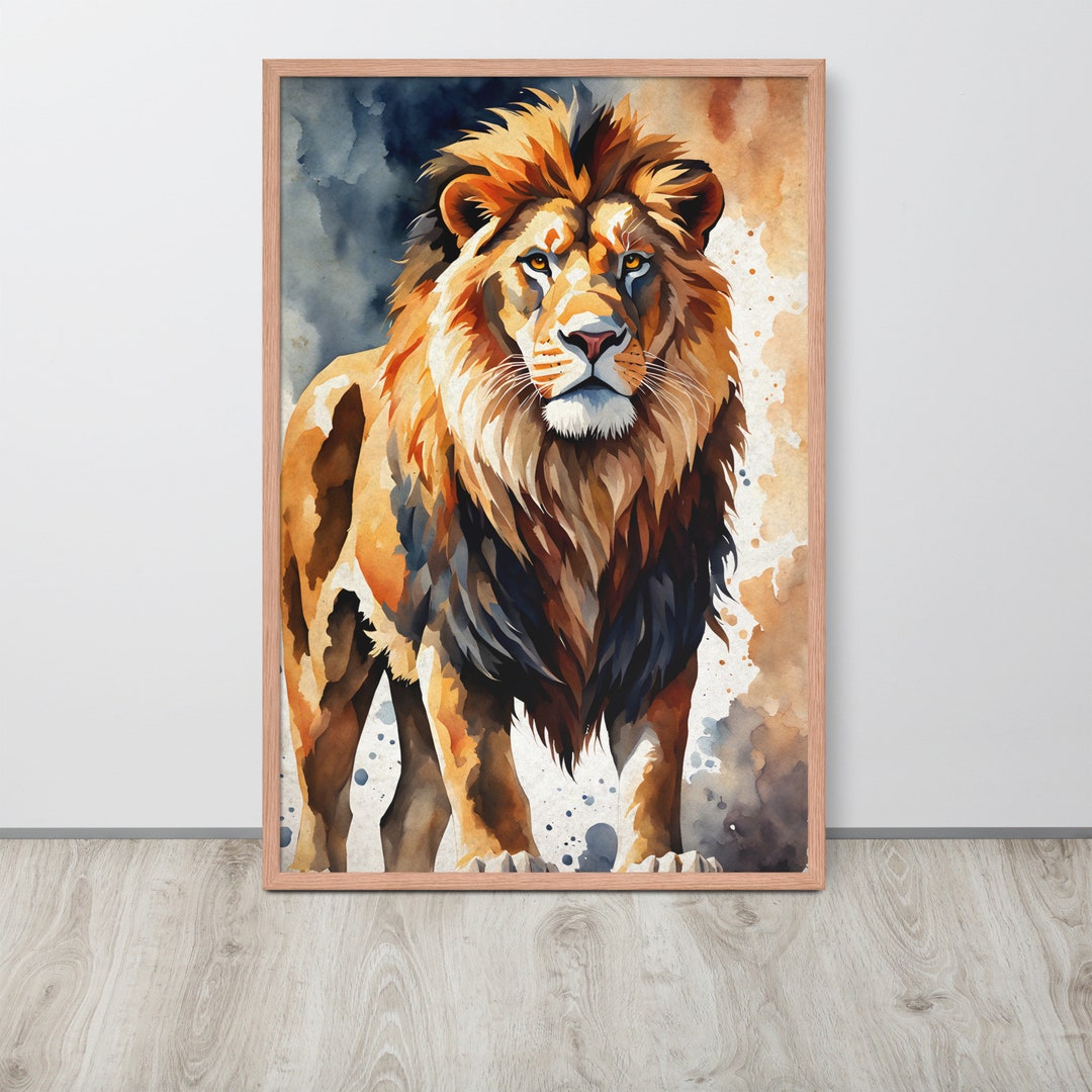 Lion Poster Print Watercolor, Lion Wall Art, Kitchen Wall Art, Modern ...