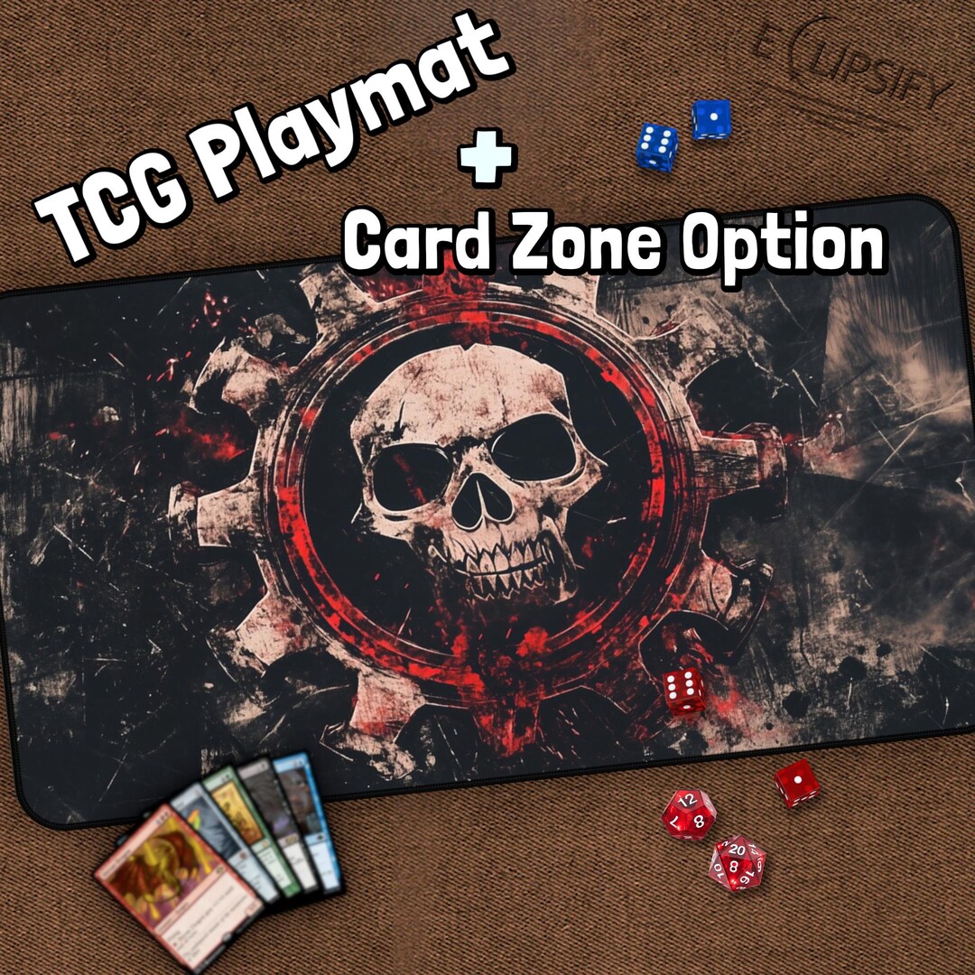 Gears Skull TCG Playmat, War, Skull MTG Desk Mat for Card Gamers, Gears ...