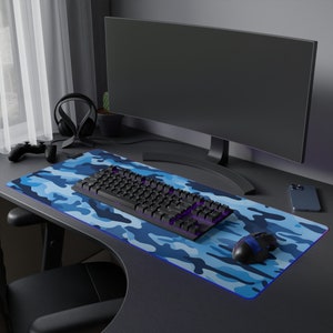 Blue Army Camo Desk Mat, Blue Army Camo Mouse Pad, Blue, Abstract ...