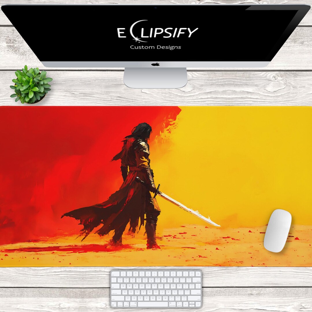Knight Red and Yellow Mouse Pad, Warrior Desk Mat, Dungeons, Knight ...