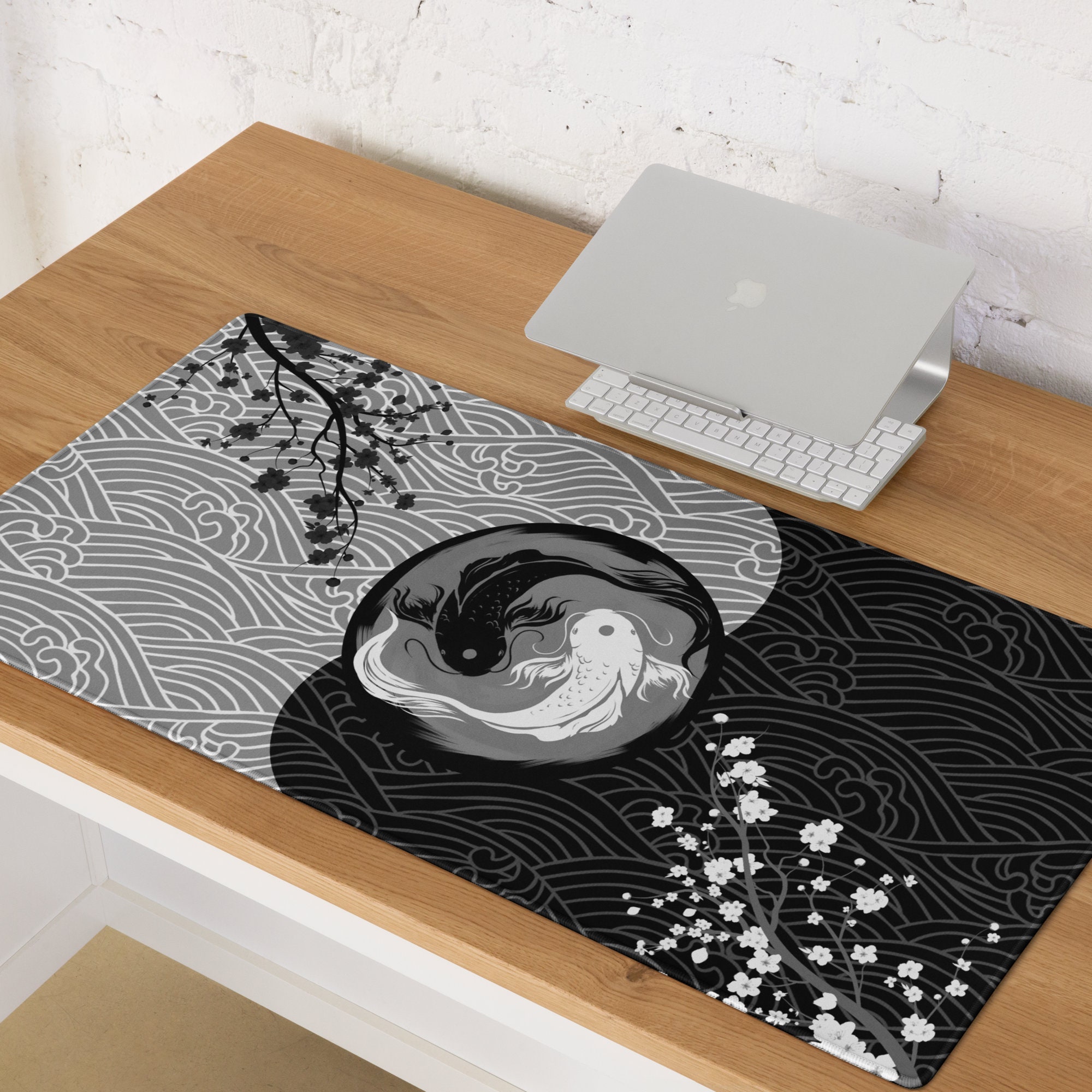 Yin Yang Koi Fish Japanese Desk Mat, Yin Yang Koi Fish Japanese Mouse ...