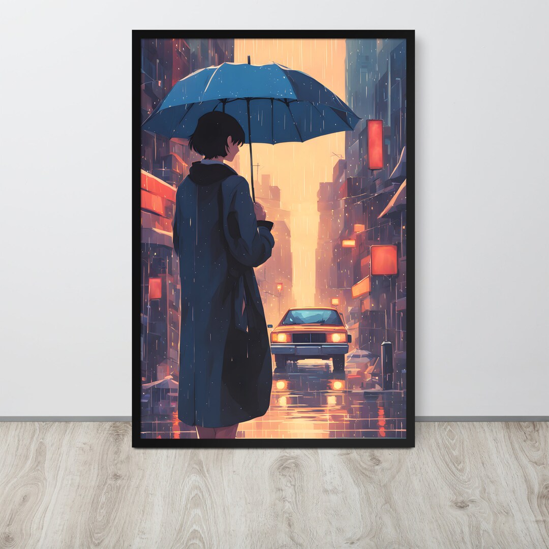 Lofi Retro Anime Poster, Rainy Tokyo City Poster, Lofi Poster, Japanese ...
