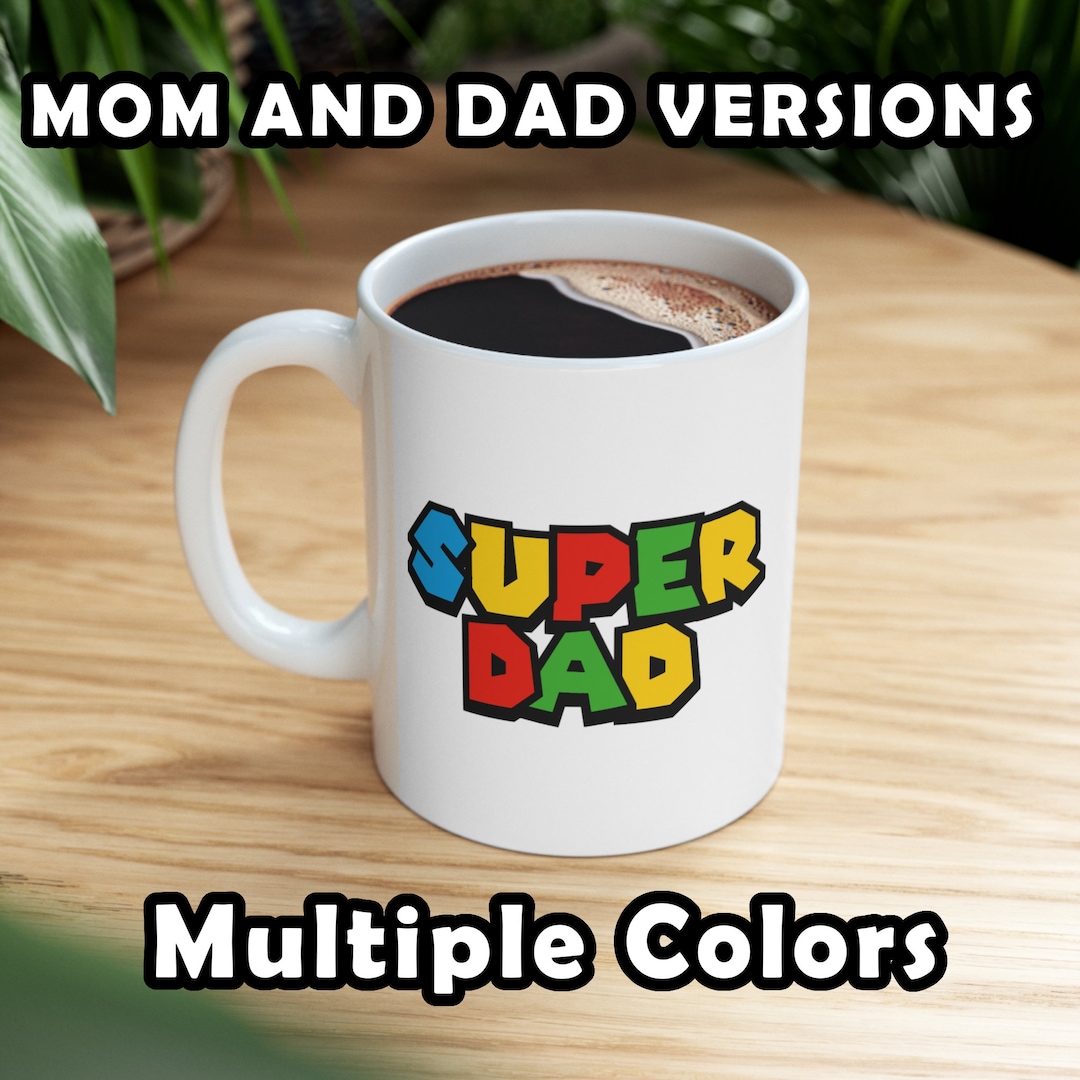 Funny Super Dad Mug, Retro Video Game Mug, Movie Mug, Game Mug, Meme ...