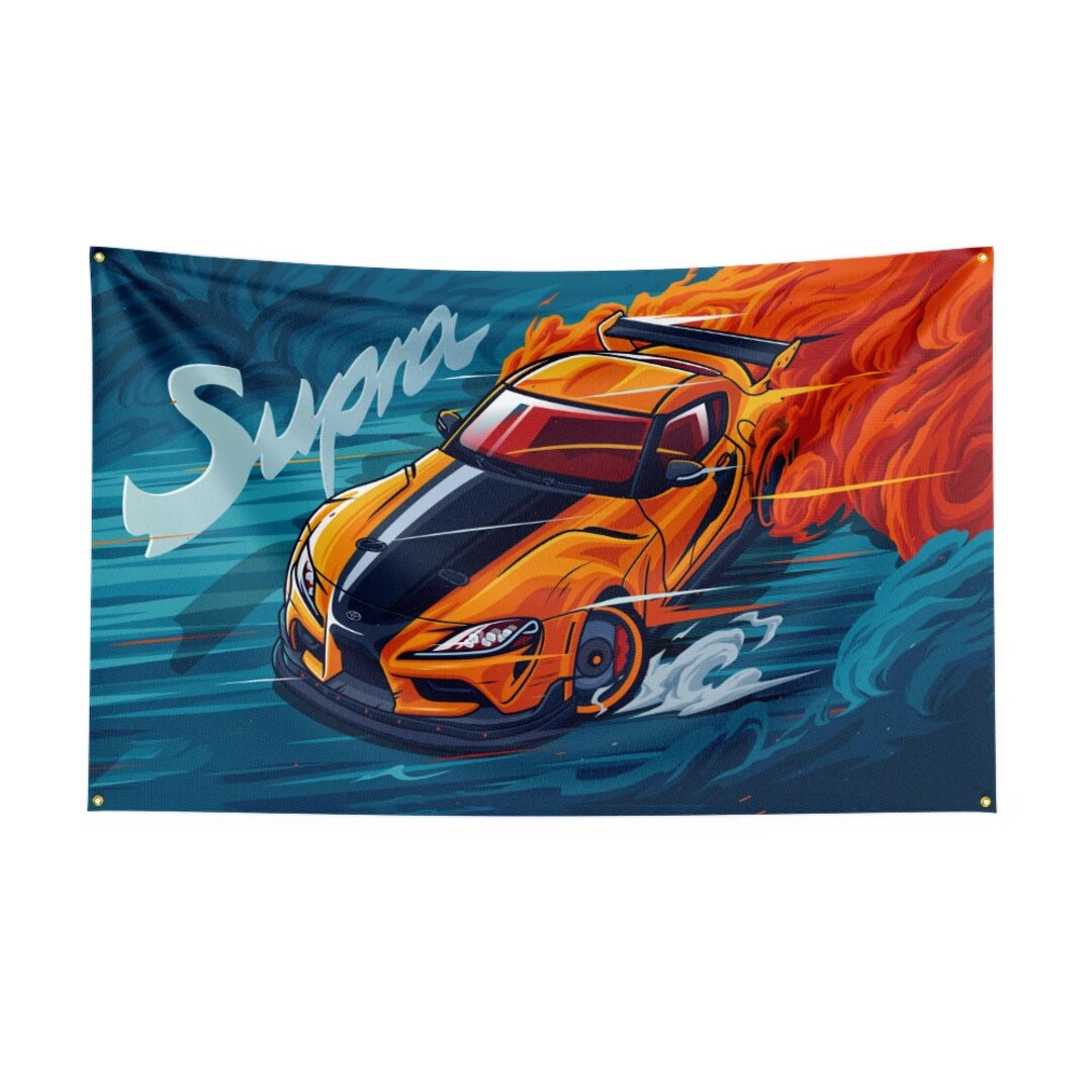 Toyota Supra Banner JDM Garage Flag Wall Car Ft Racing Decor Show Sign ...