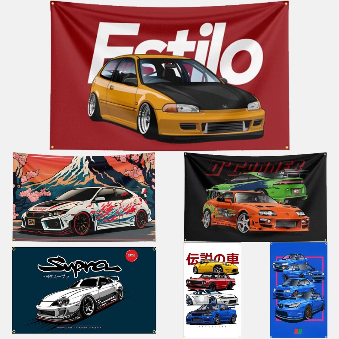 Civic JDM Garage Banner Flag Wall Car Ft Racing Decor Show 3x5 Sign Man ...
