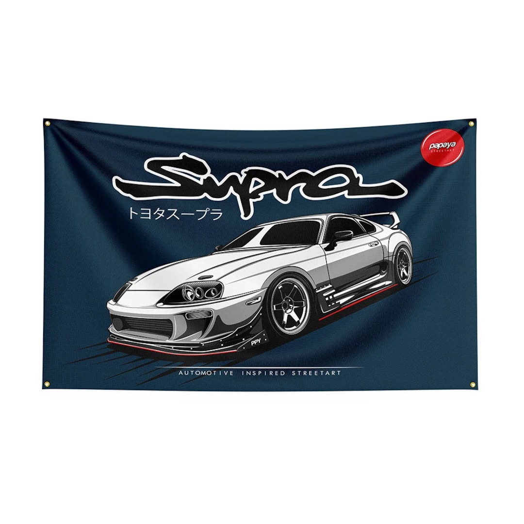 Toyota Supra Banner JDM Garage Flag Wall Car Ft Racing Decor Show Sign ...