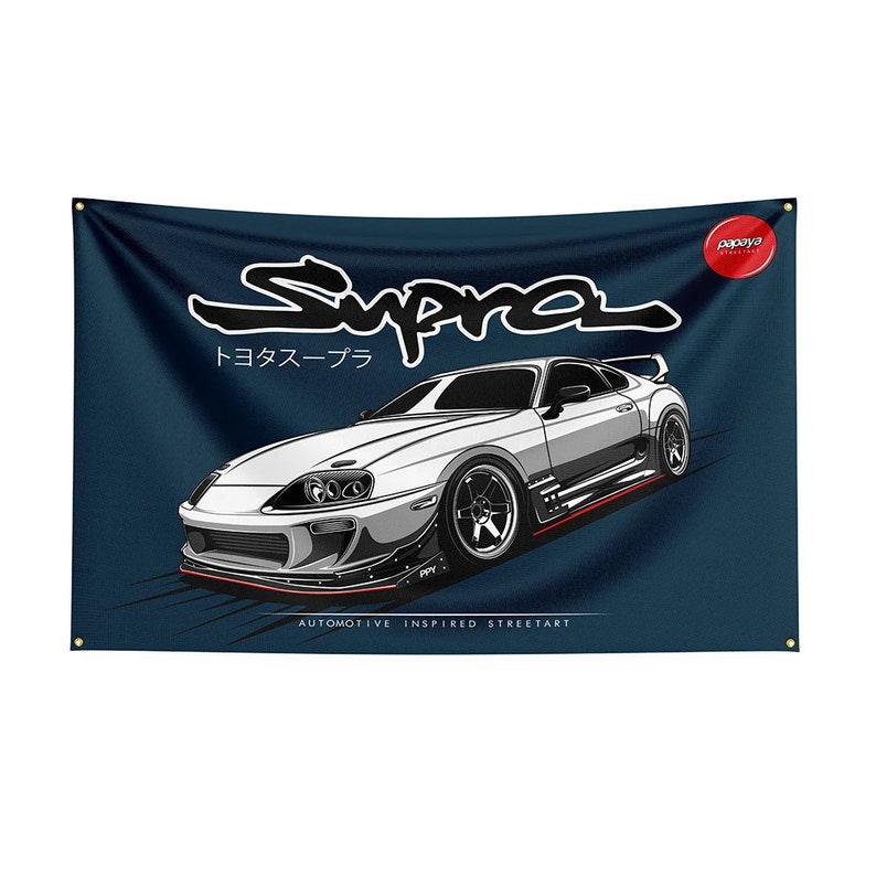 Toyota Supra Banner JDM Garage Flag Wall Car Ft Racing Decor Show Sign ...