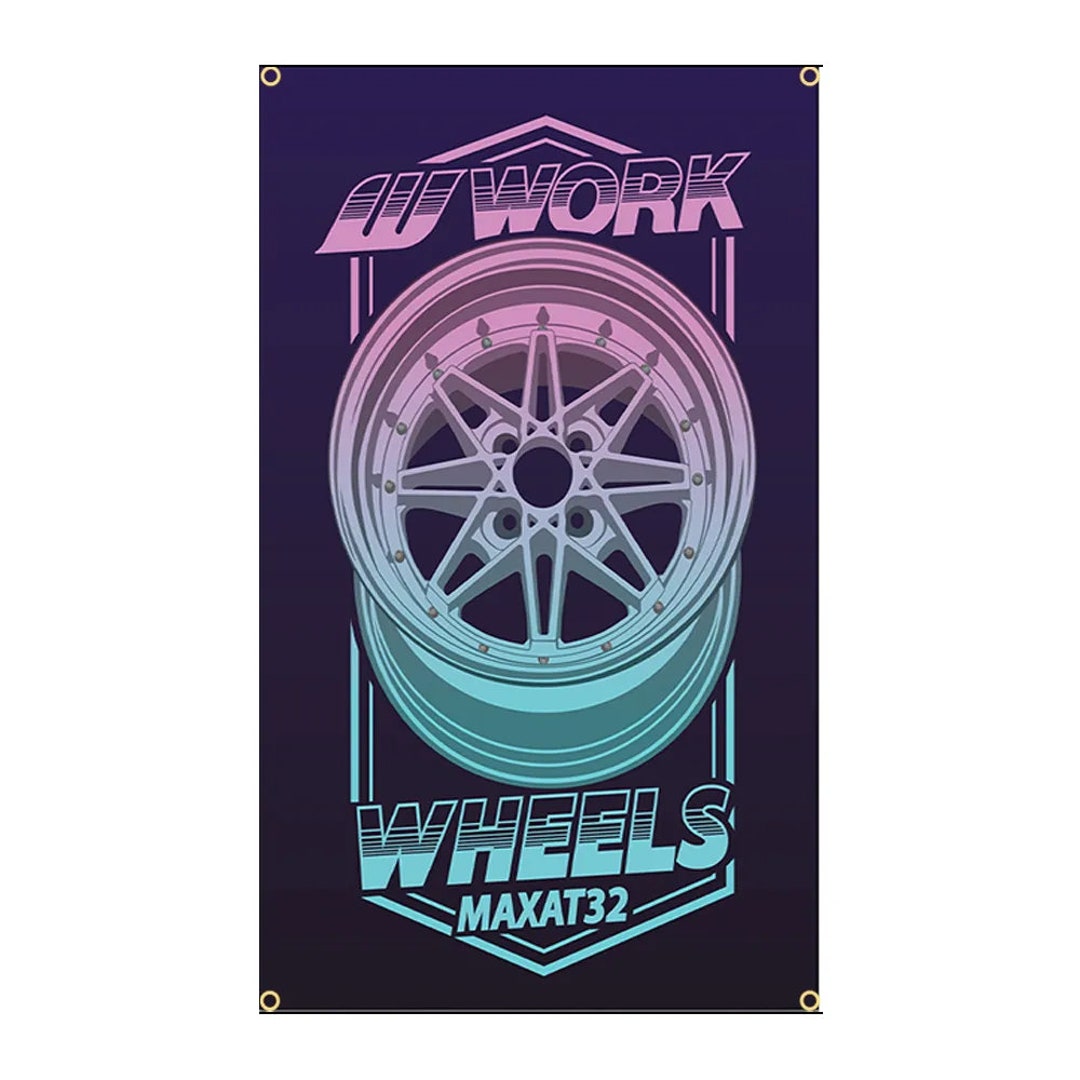 Wheels Jdm Banner Nobori 3x5ft Flag Garage Racing Car Shop Decor Nissan ...