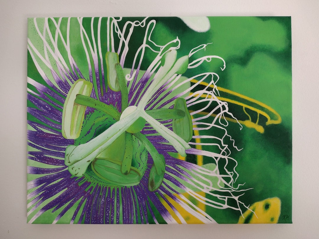 Passion Fruit Flower (parcha) Original Acrylics Canvas Painting - Etsy