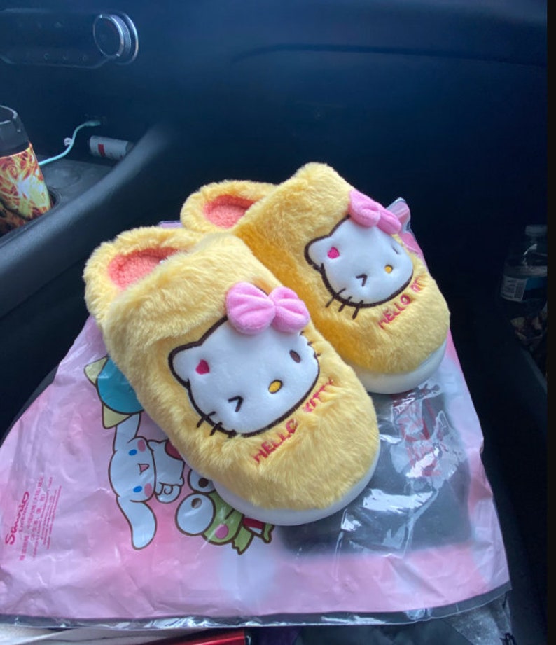 Hello Kitty Slippers Fuzzy Slippers Kids and Women Sanrio - Etsy