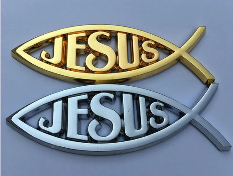 3D Christian Fish Car Emblem: Gold or Silver Auto Decal - Etsy
