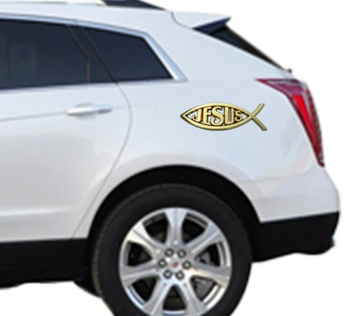 3D Christian Fish Car Emblem: Gold or Silver Auto Decal. JESUS CAR ...