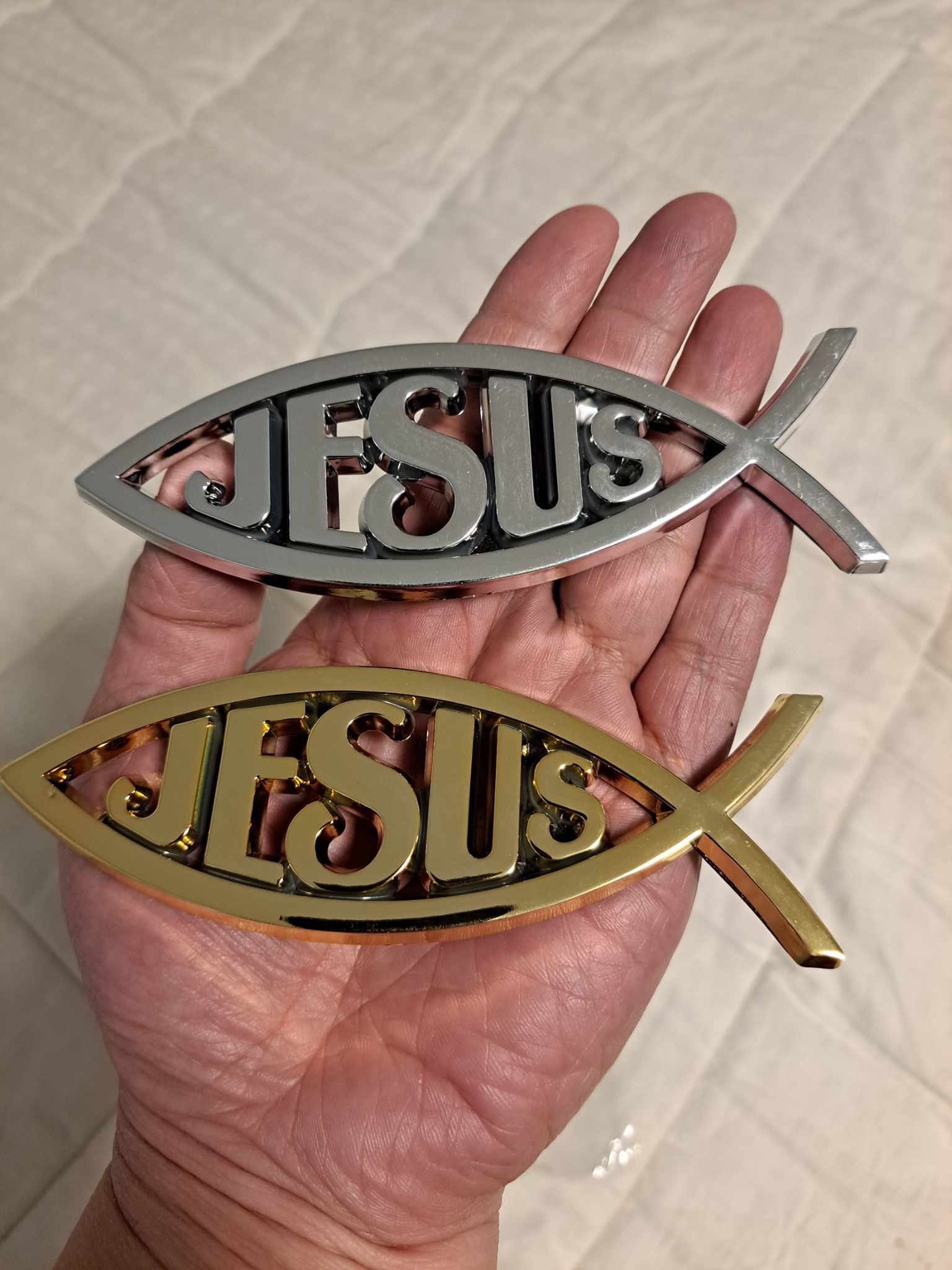Car Universal Jesus Christian Fish Symbol 3D Logo Decal Badge Sticker ...