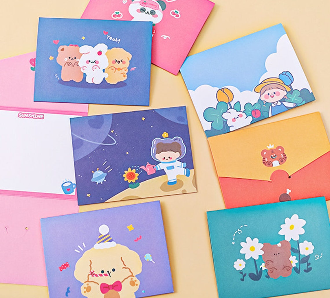 Cute Paper Envelopes Set Watercolor Letter Writing Decorative Printer ...