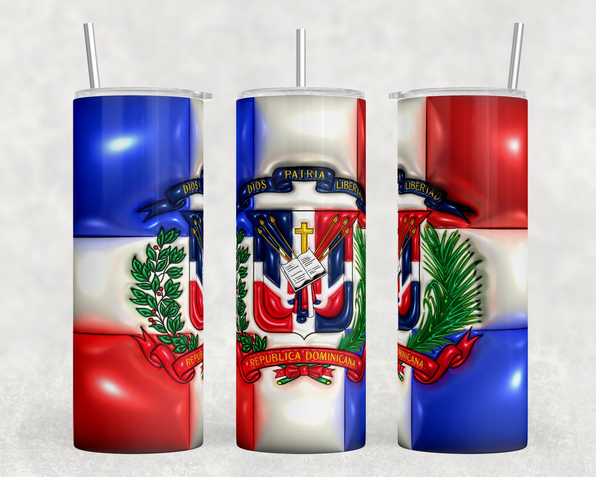 3D Dominican Republic Flag 20oz Tumbler wrap - Etsy