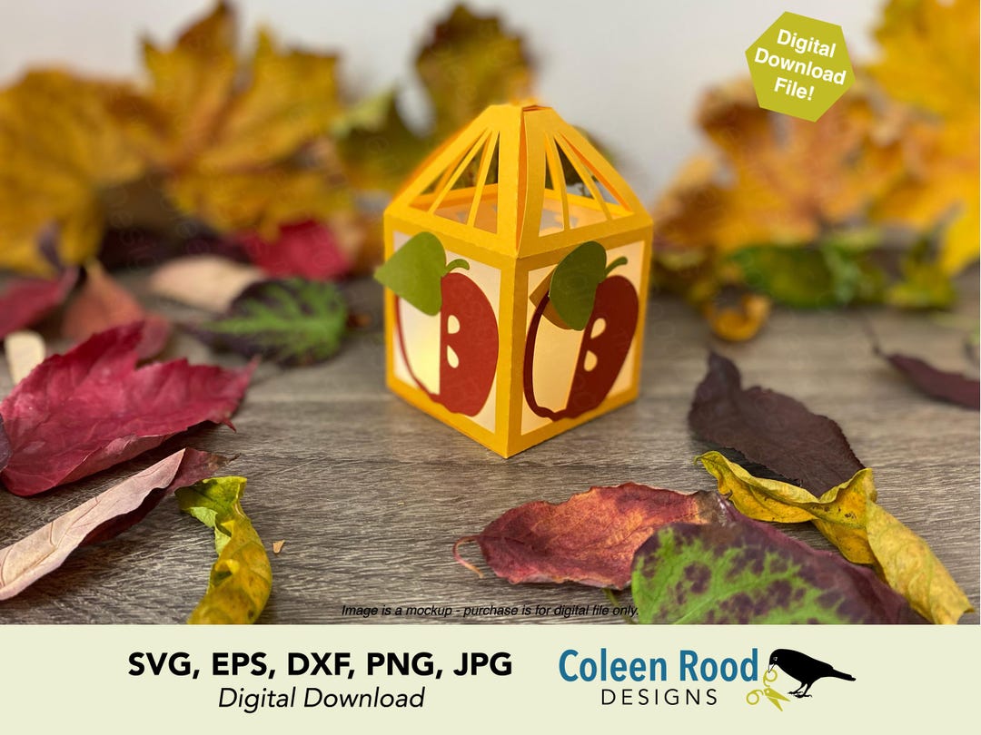 Apple Fall Mini Lantern SVG, Autumn Paper Lantern Template, Apple ...