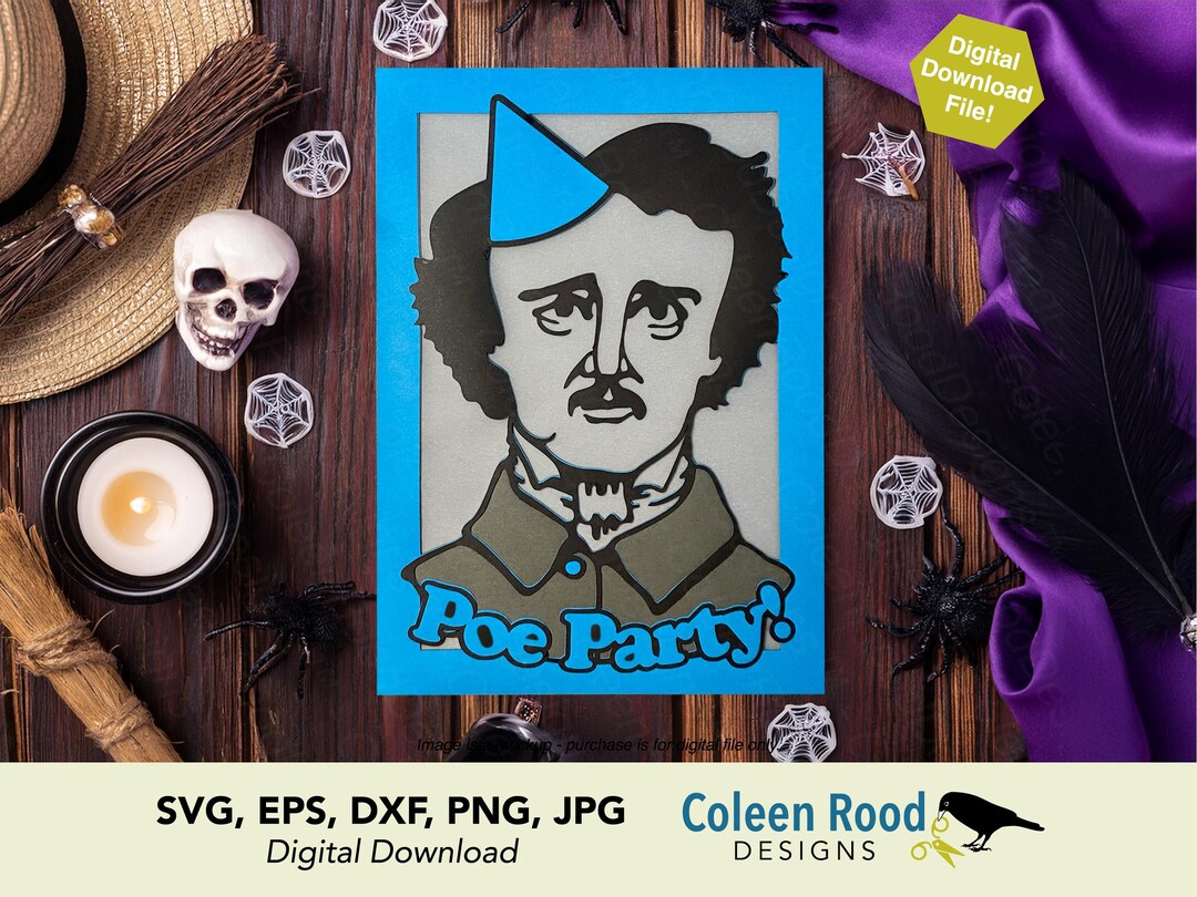 Edgar Allan Poe Greeting Card SVG Gothic Lantern 3D Cut File Digital ...