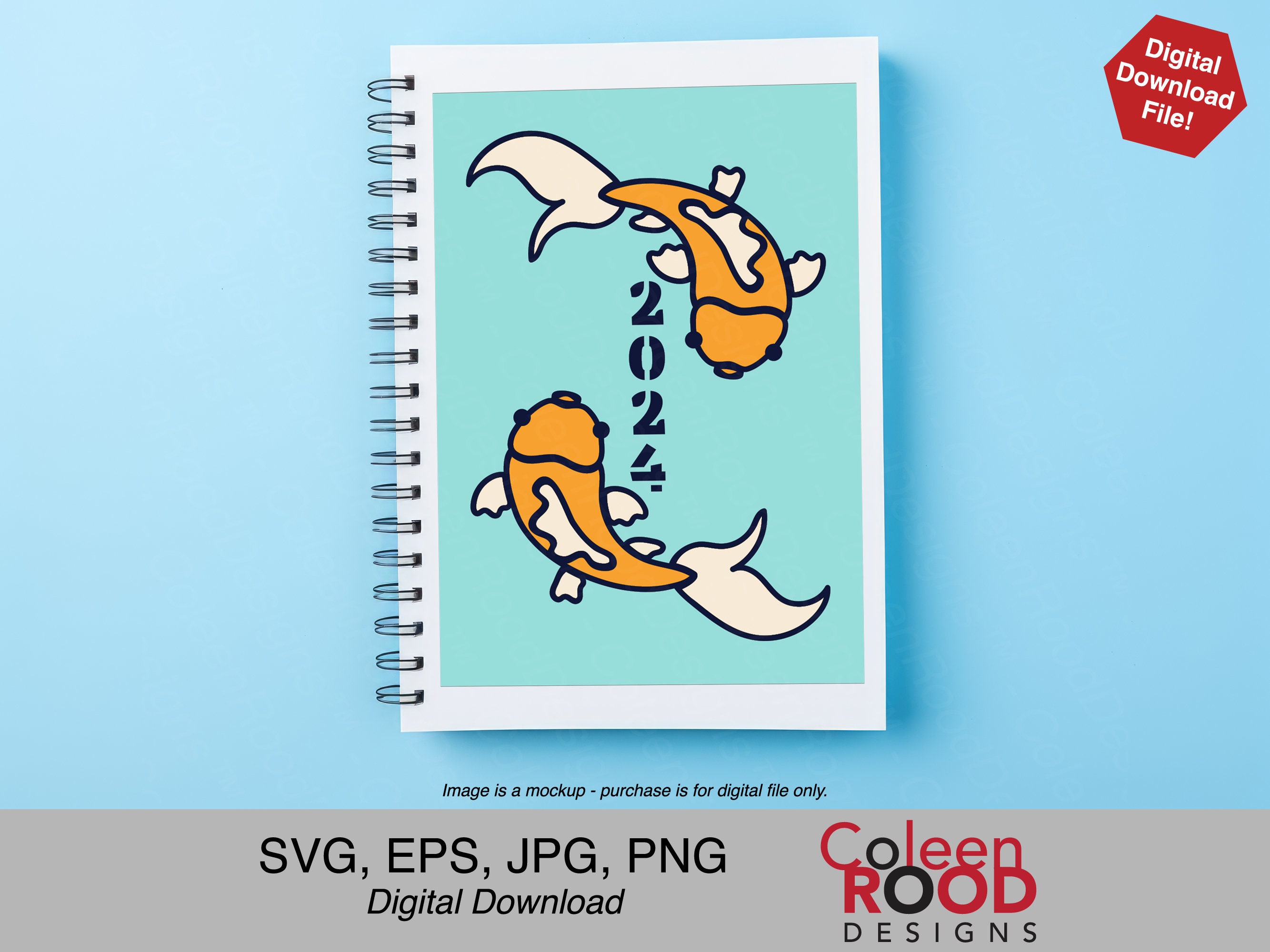 Koi 2024, 2024 Card Svg, 2024 Poster Svg, Fish 2024 Svg, New Year Card ...