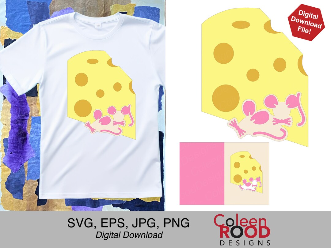 Pink Mice and Yellow Cheese, Mice Svg, Mice Card Svg, Cheese Card Svg ...