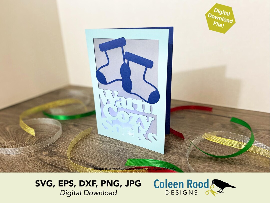 Warm Cozy Socks Christmas Card SVG, Winter Socks Light up Card With ...