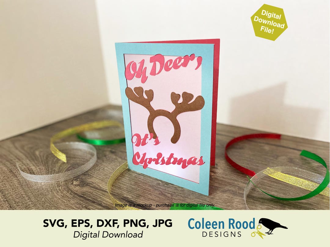 Oh Deer Christmas Card SVG: Antler Headband Light-up Card (digital ...