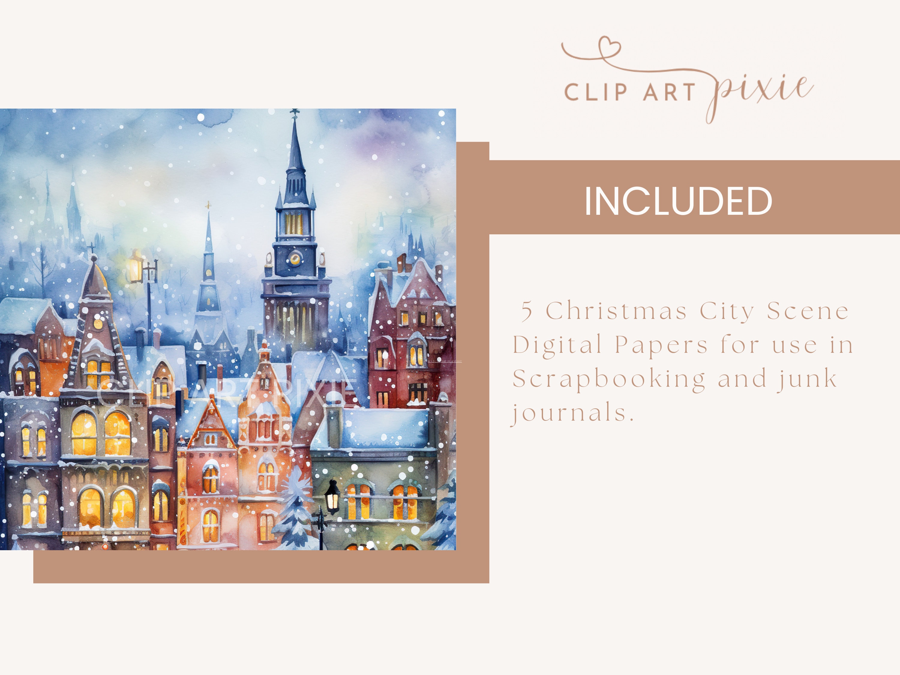 Christmas City Scenes Clipart PNG, Junk Journaling, Bundle, Christmas ...