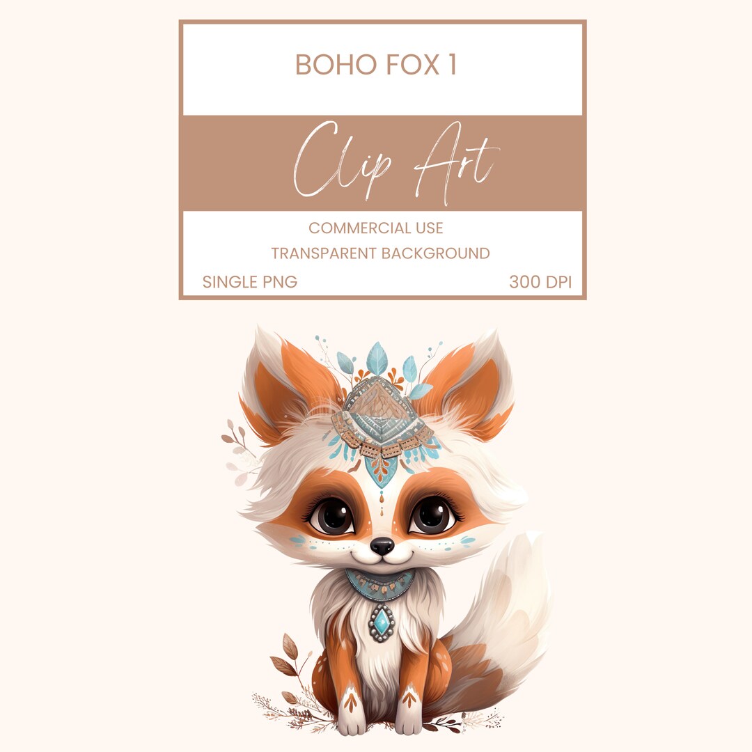 Boho Foxes Illustration Clip Art Pack Watercolour, Clipart or ...