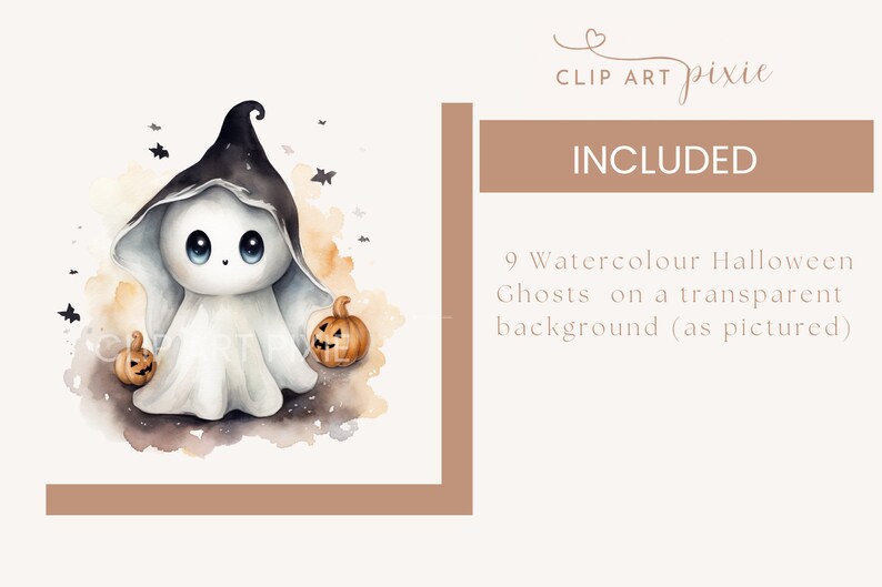 Halloween Cute Ghosts Clipart PNG, Junk Journaling, Bundle, Halloween ...